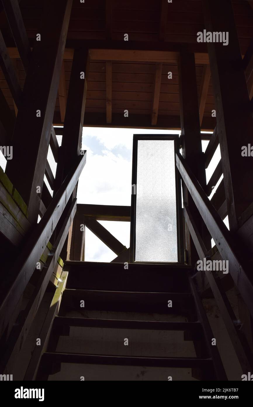 wooden inside of a Roman tower Stock Photo - Alamy
