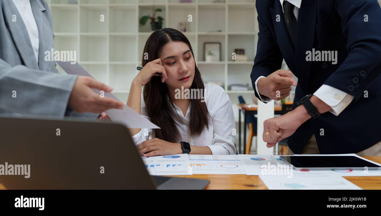 Back to office. Business woman burn out of her work Stock Photo - Alamy