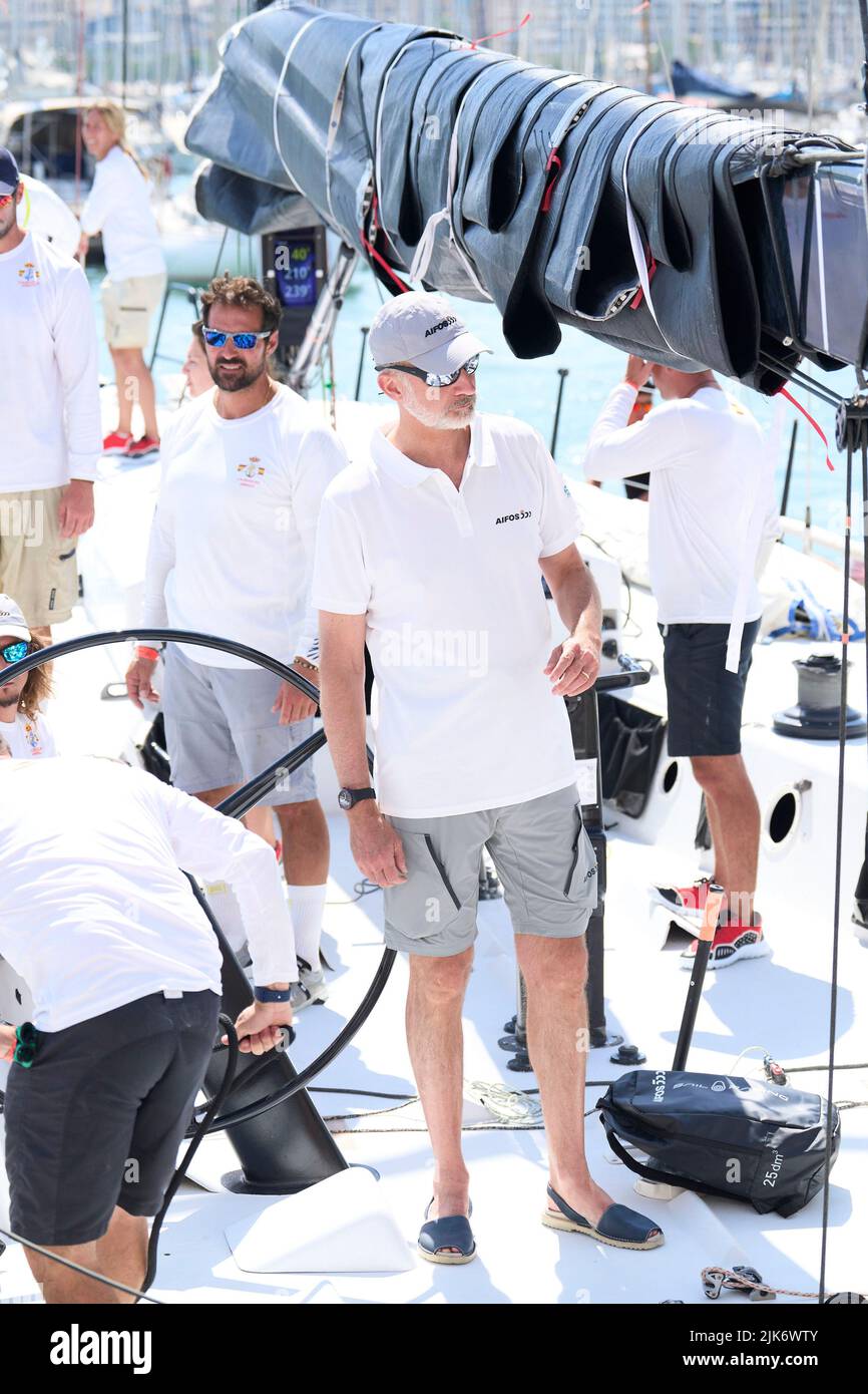 Palma, Spain. 31st July, 2022. King Felipe VI of Spain arrives to Real ...