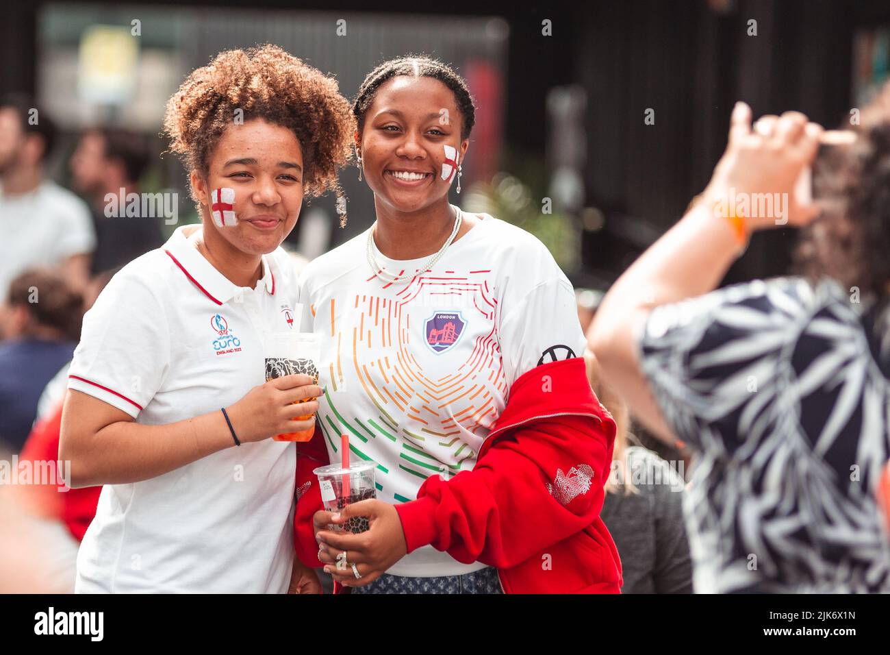 England fans at the BOXPARK, Croydon before a screening of the UEFA ...