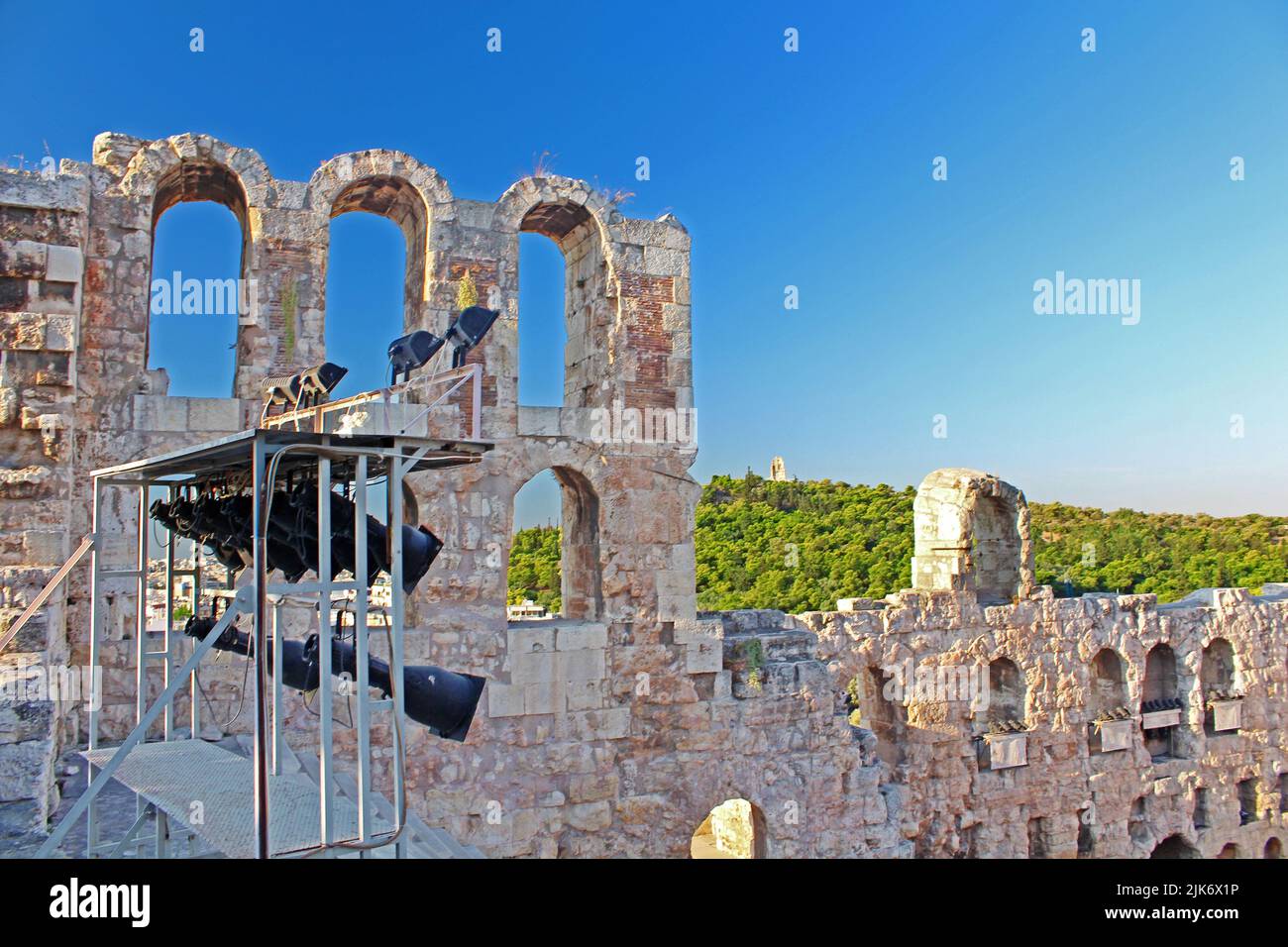 View of Odeon of Herodes Atticus from Acropolis of Athens, Greece Stock ...