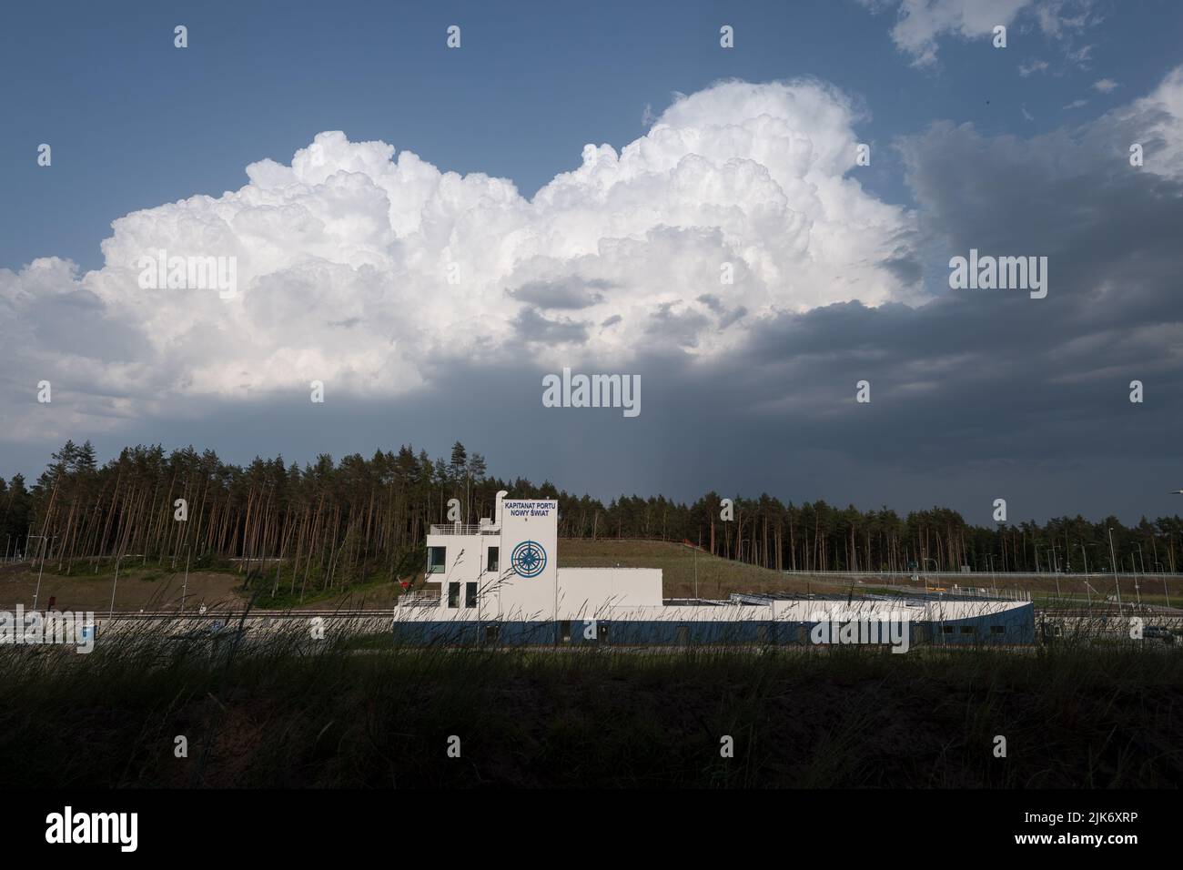 Construction site on the Vistula Spit canal which connect port of ...