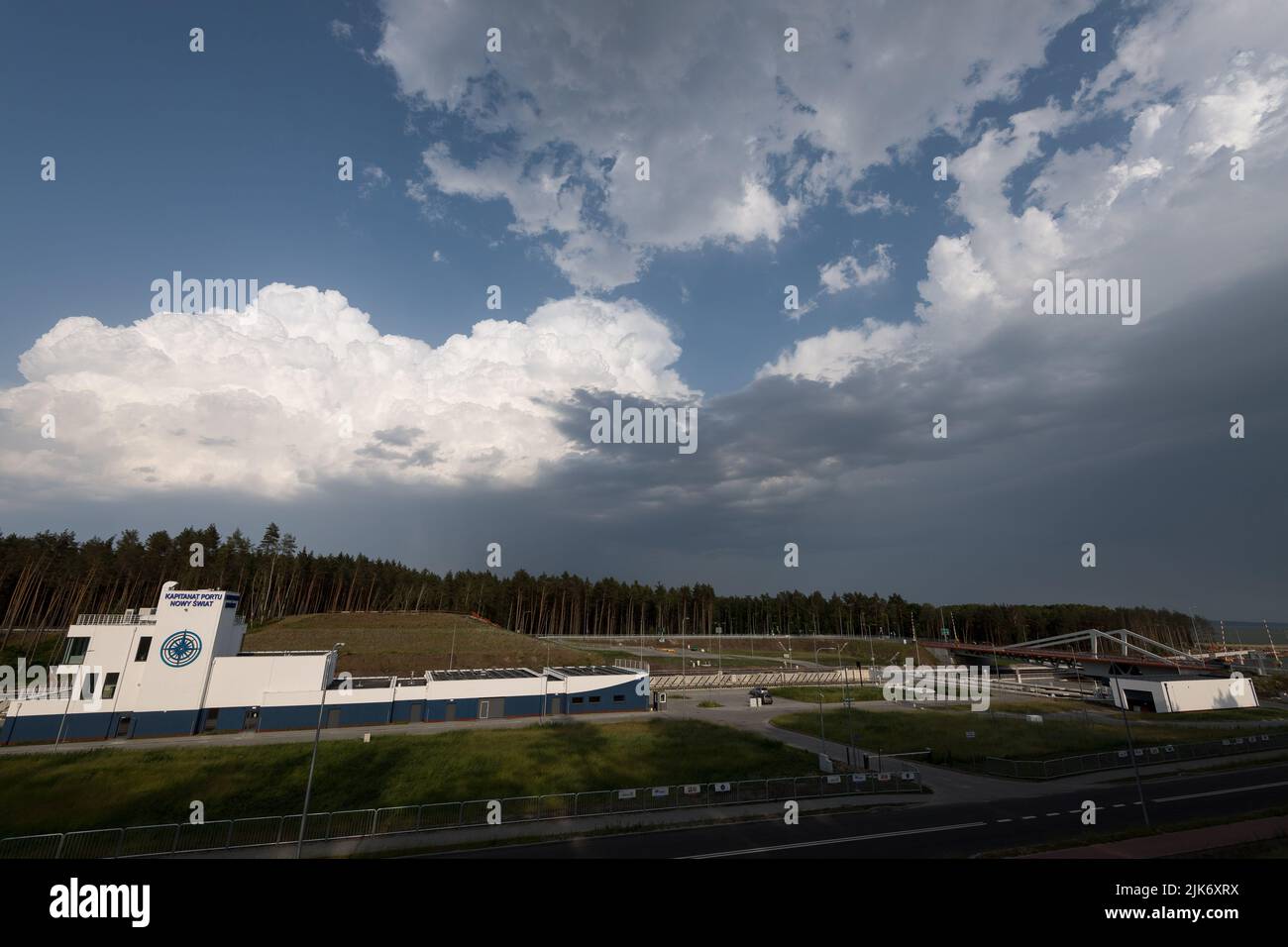 Construction site on the Vistula Spit canal which connect port of ...