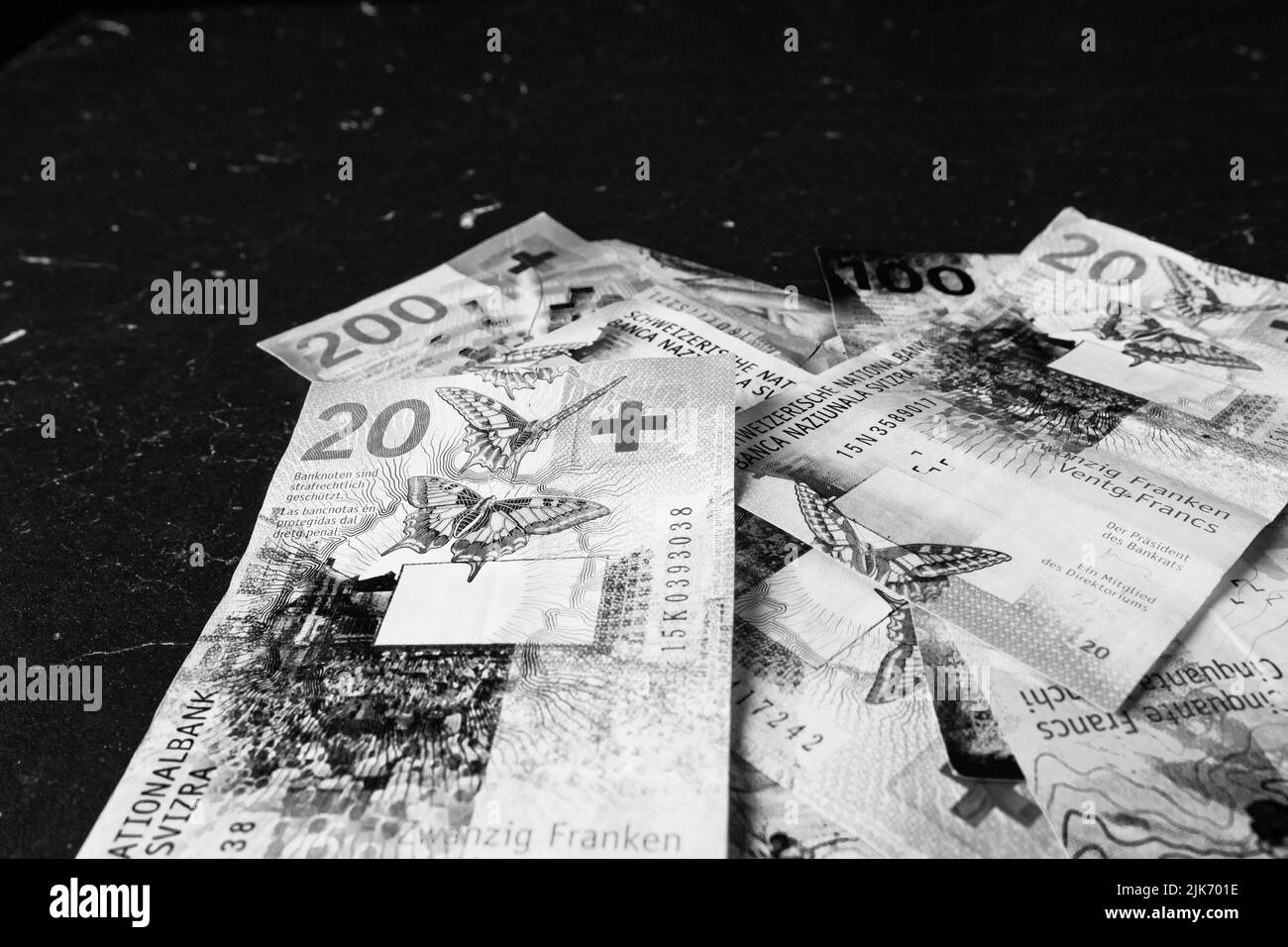 Swiss franc banknote. CHF currency. European inflation Stock Photo - Alamy