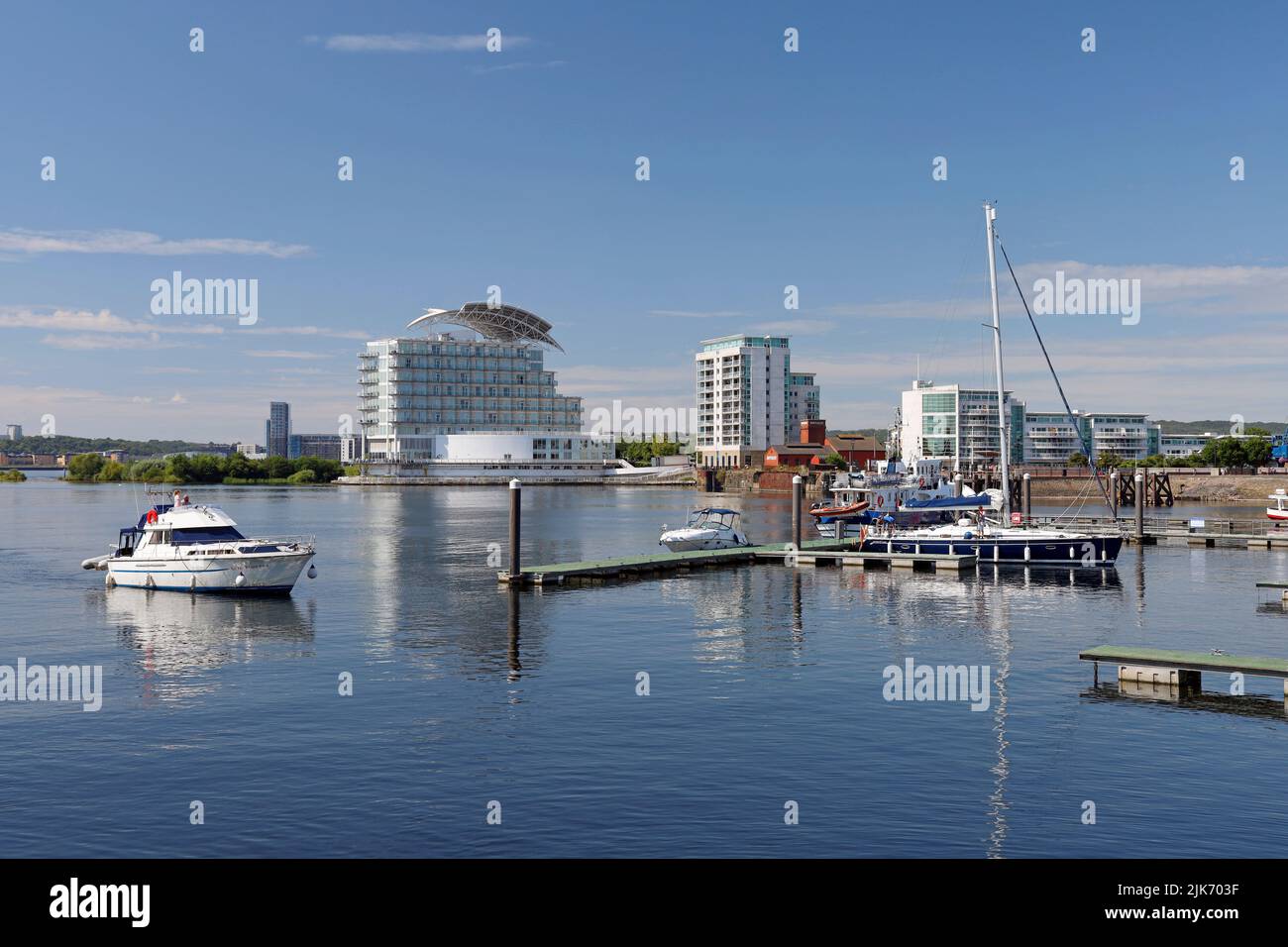 Cardiff Bay with St Davids (Voco) Hotel and Spa across the water ...