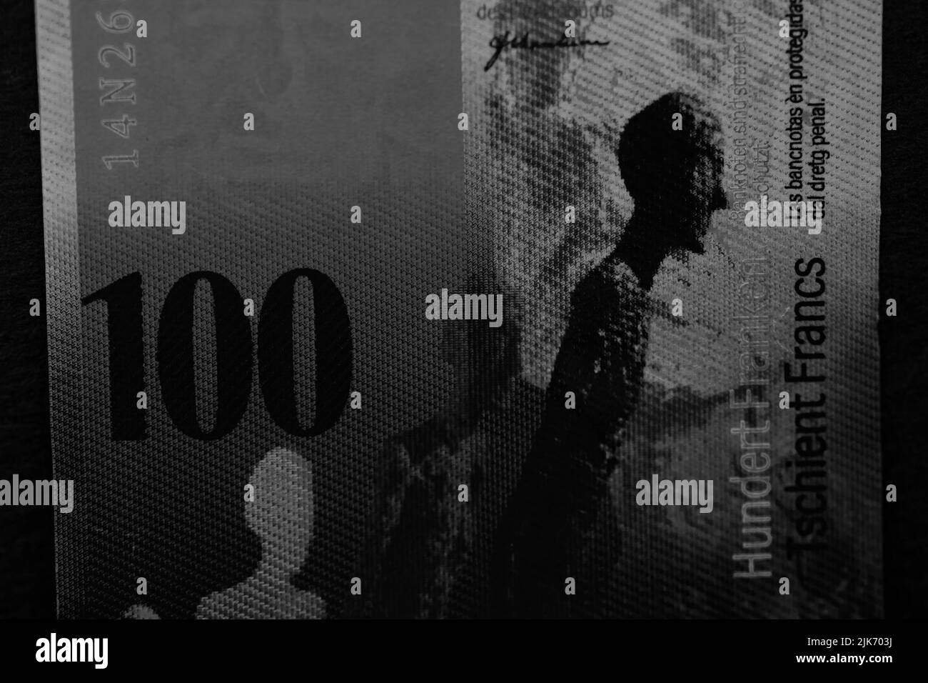 Swiss franc banknote. CHF currency. European inflation Stock Photo - Alamy