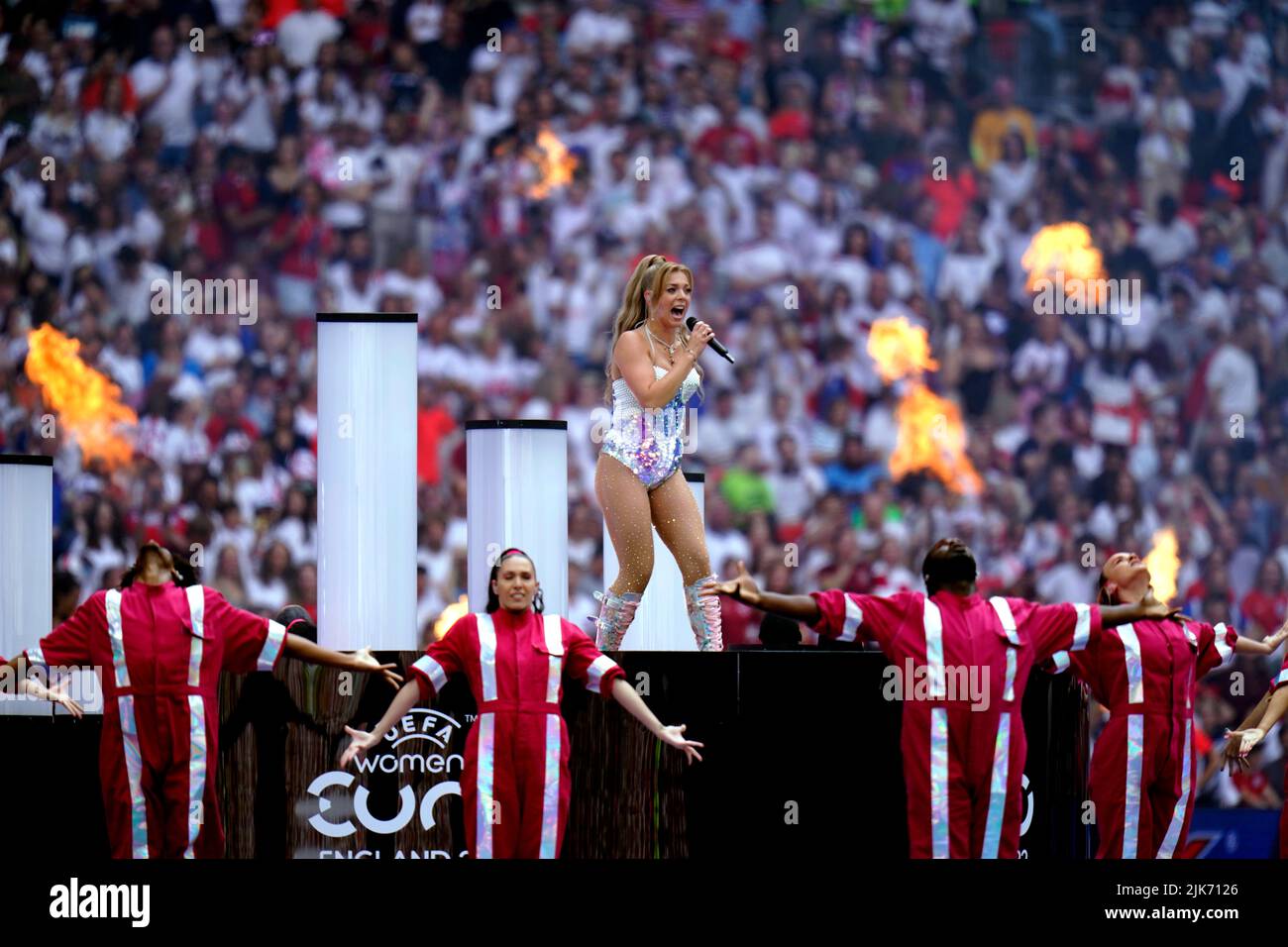 Becky Hill performs ahead of the UEFA Women's Euro 2022 final at ...