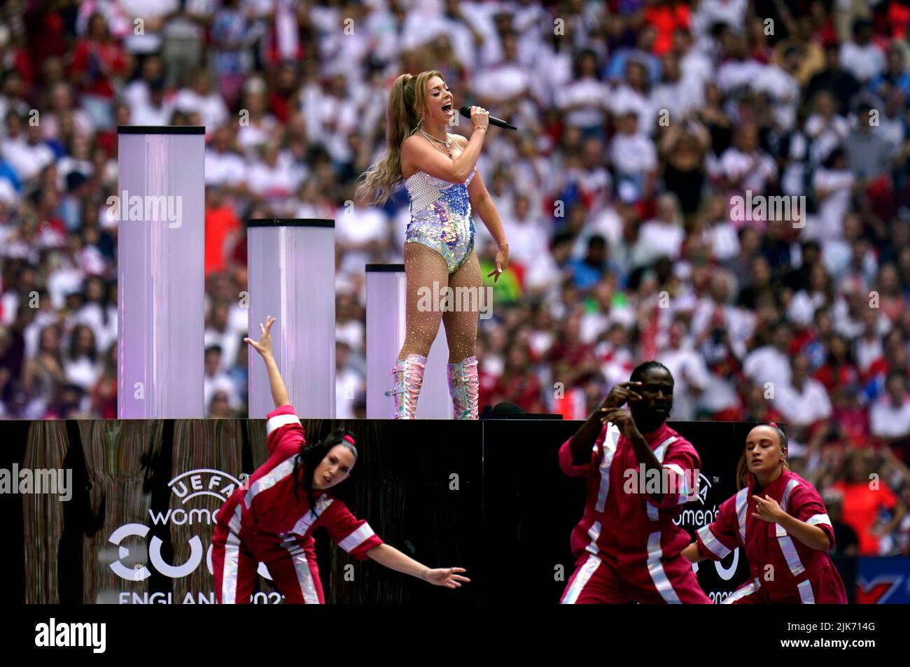 Becky Hill performs ahead of the UEFA Women's Euro 2022 final at ...