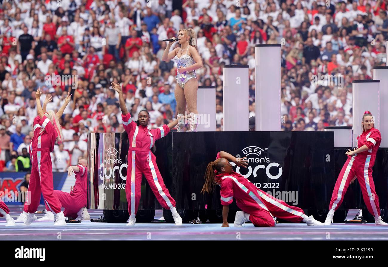 Becky Hill performs before the UEFA Women's Euro 2022 final at Wembley ...