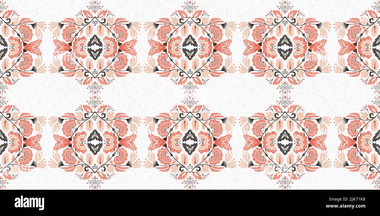 Modern boho geometric floral quilt style seamless border pattern ...