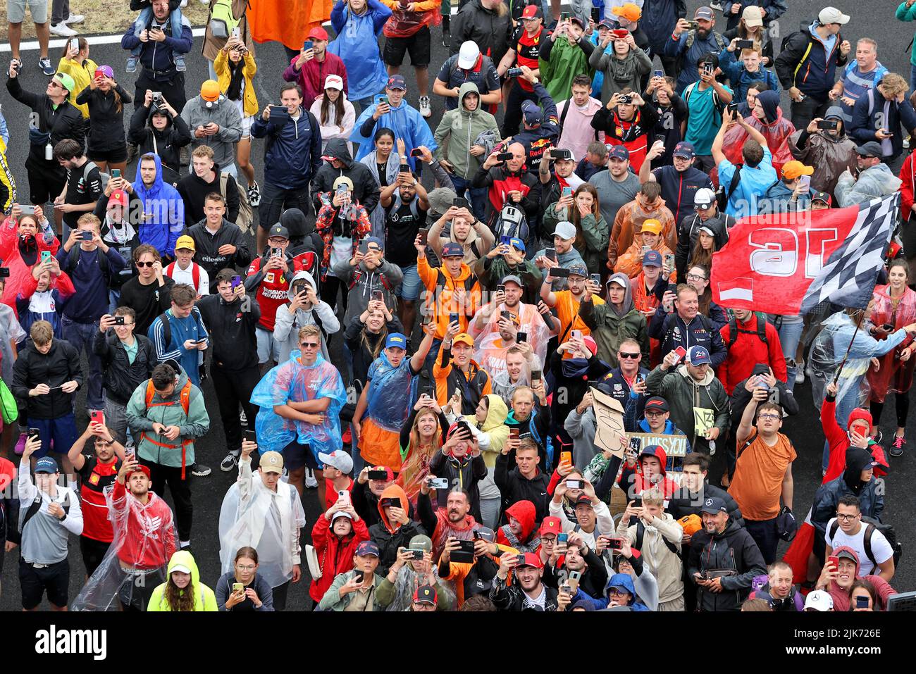 Circuit atmosphere fans at the podium. Hungarian Grand Prix, Sunday ...