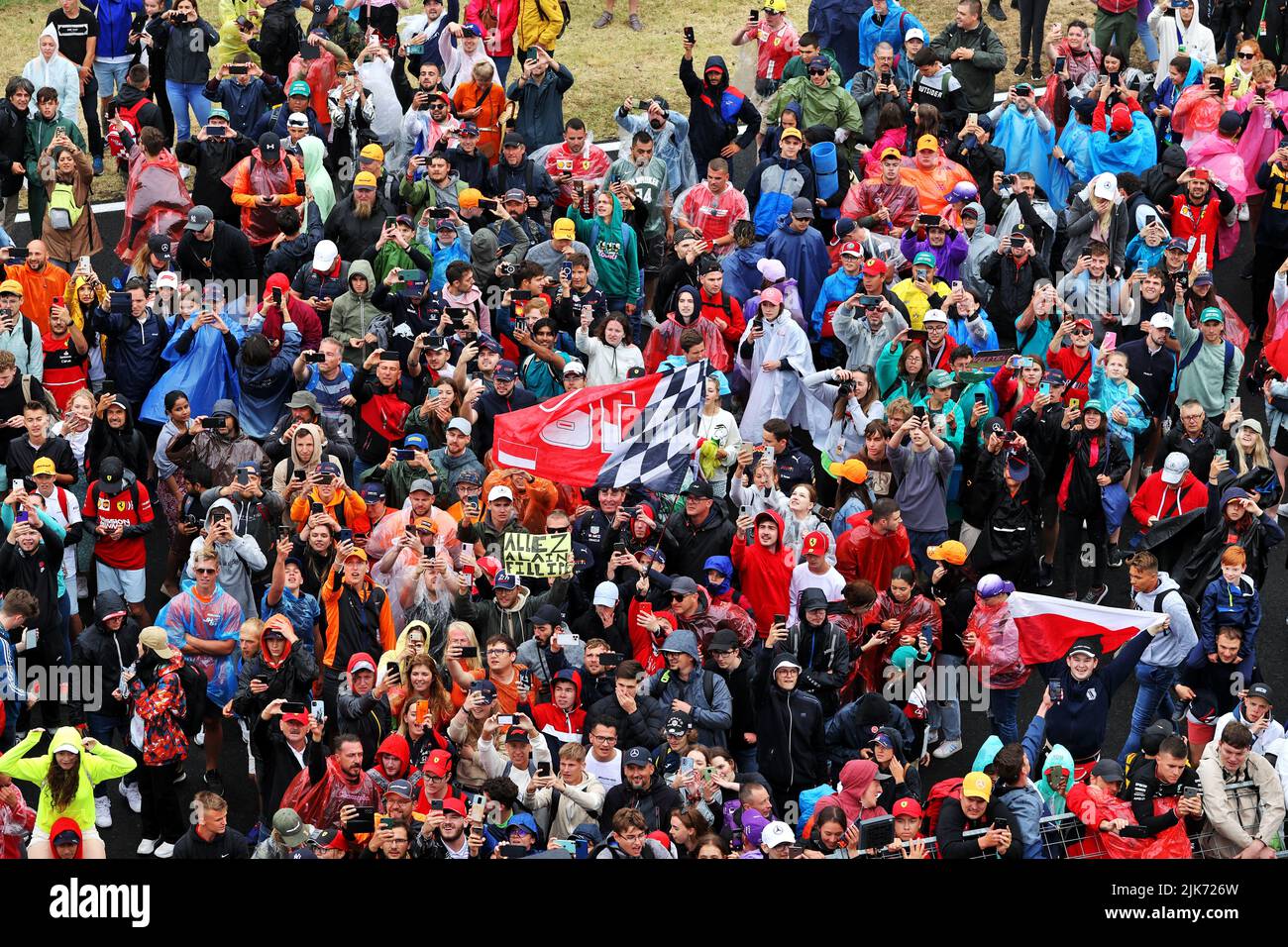 Circuit atmosphere fans at the podium. Hungarian Grand Prix, Sunday ...