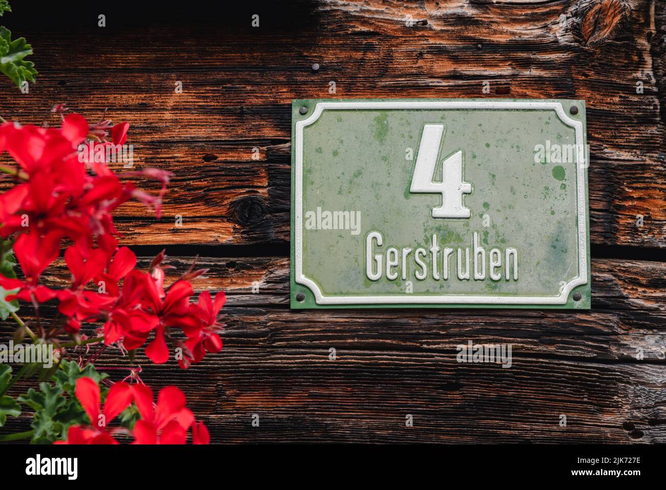 Old house number plate at the farm building Gerstruben in the south ...