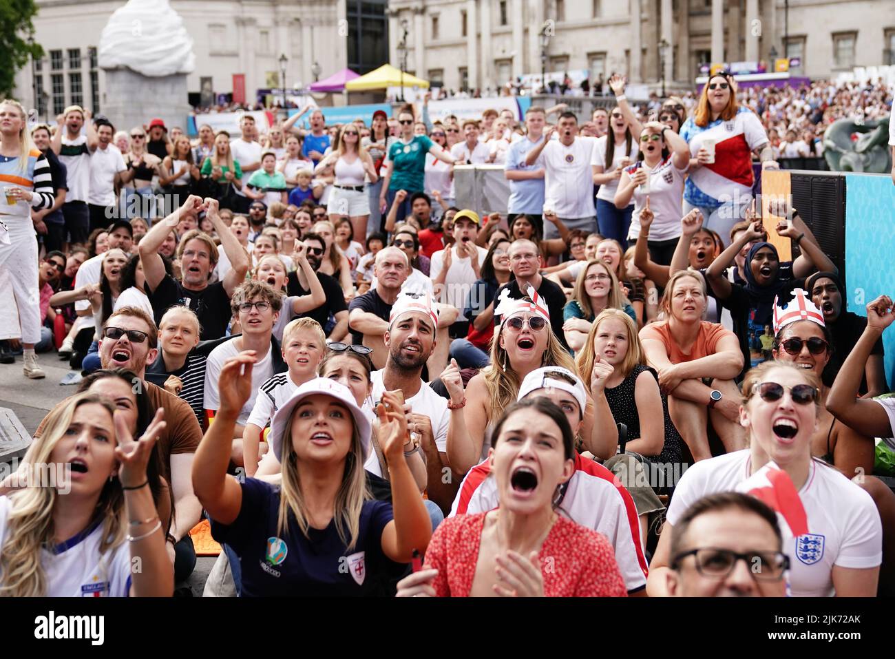 Fans in Trafalgar Square, London, watching a screening of the UEFA ...