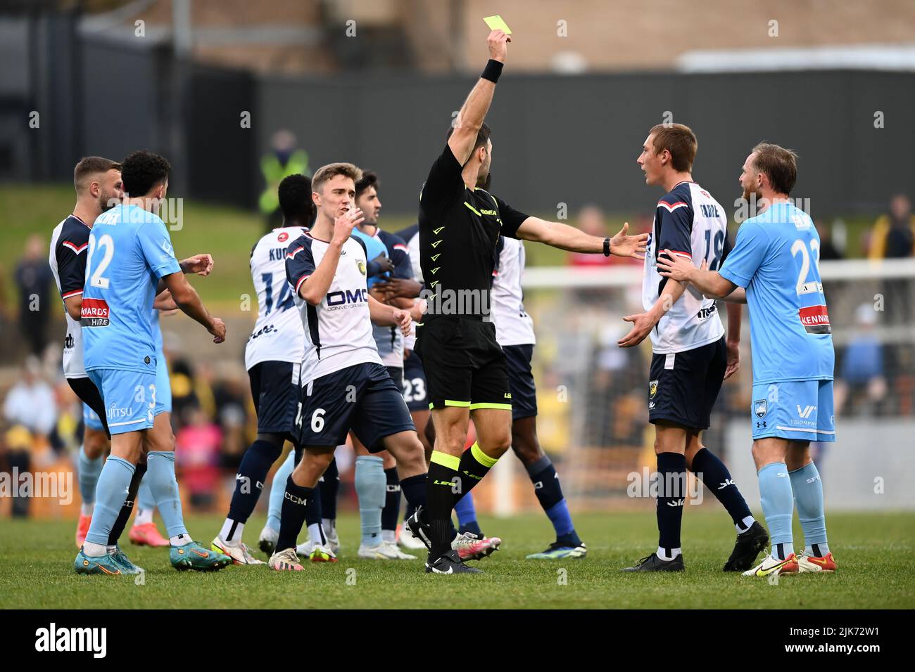 Tim Danaskos issues a yellow card during the Australia Cup Rd of 32 ...