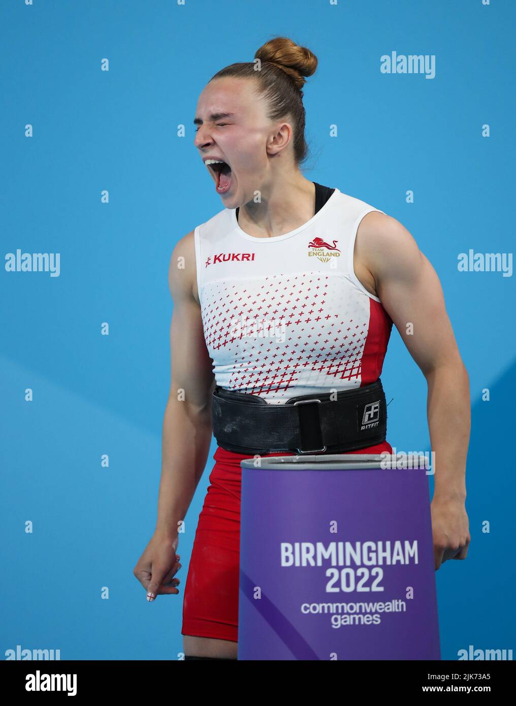 England’s Jessica Gordon Brown reacts during the Women’s 59kg Final at ...