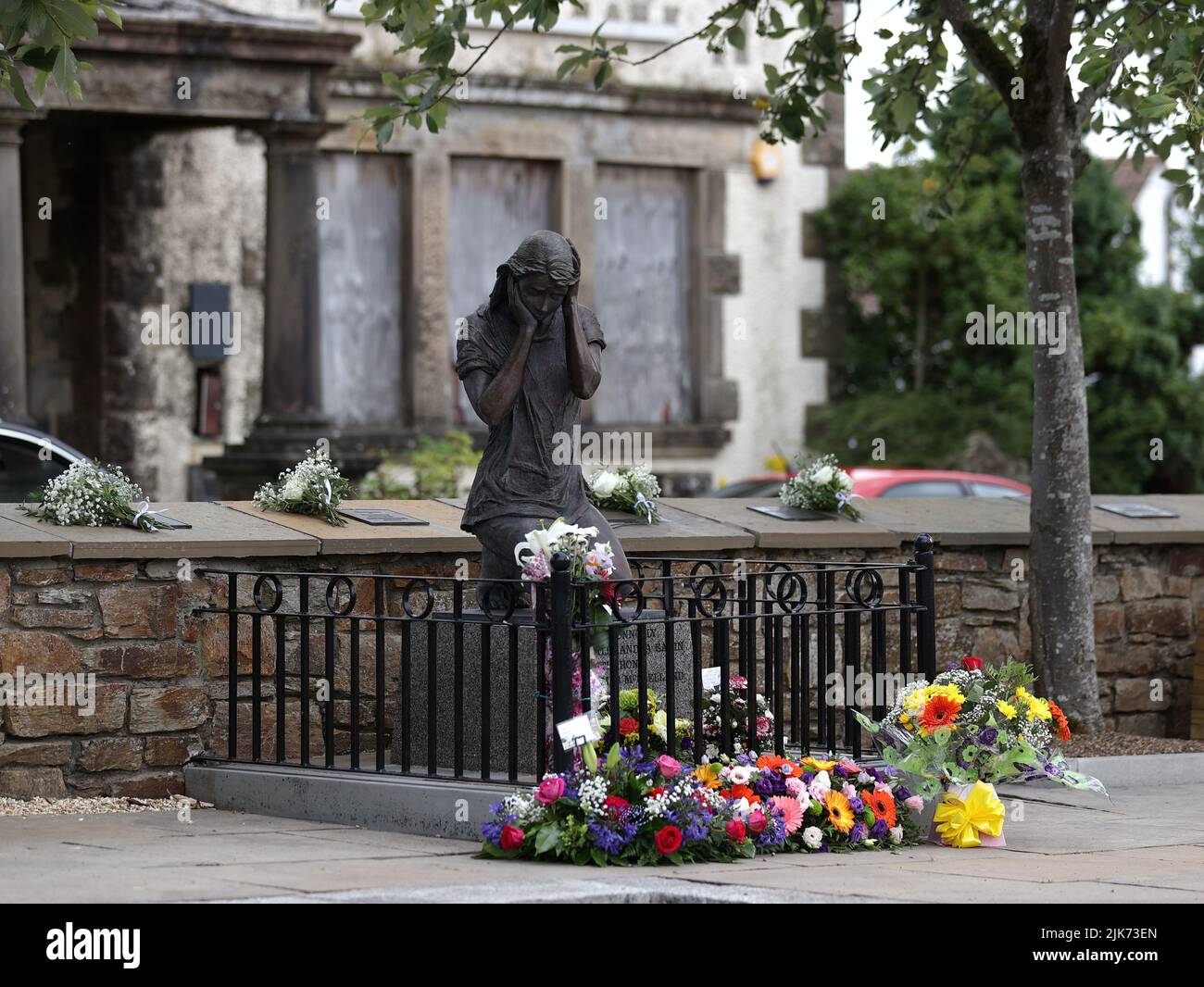 The memorial statue after the service in Claudy, Co Londonderry, to ...