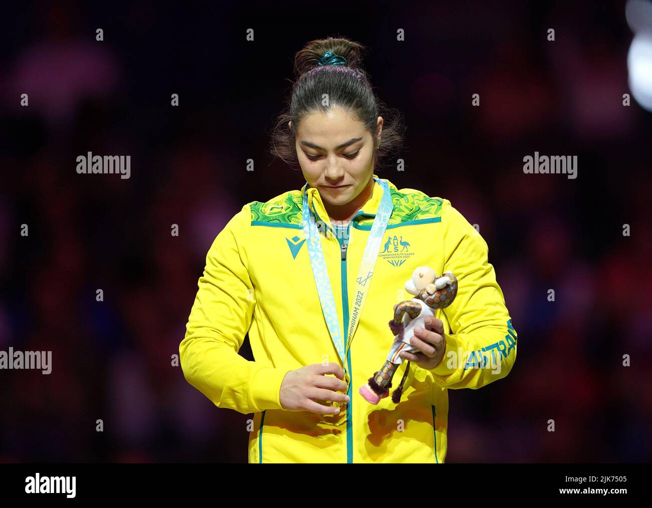 Australia's Georgia Godwin poses with her gold medal after winning the ...