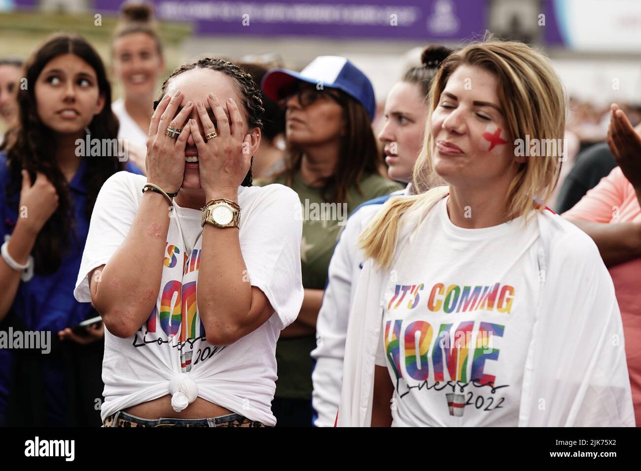 Fans in Trafalgar Square, London, watch screening of the UEFA Women's ...
