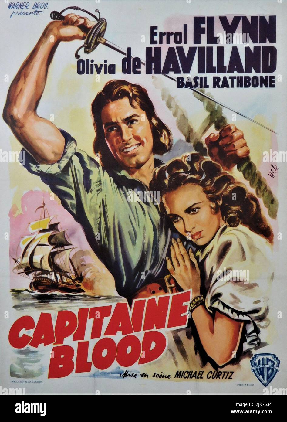 ERROL FLYNN and OLIVIA de HAVILLAND in CAPTAIN BLOOD 1935 director MICHAEL CURTIZ novel Rafael ...