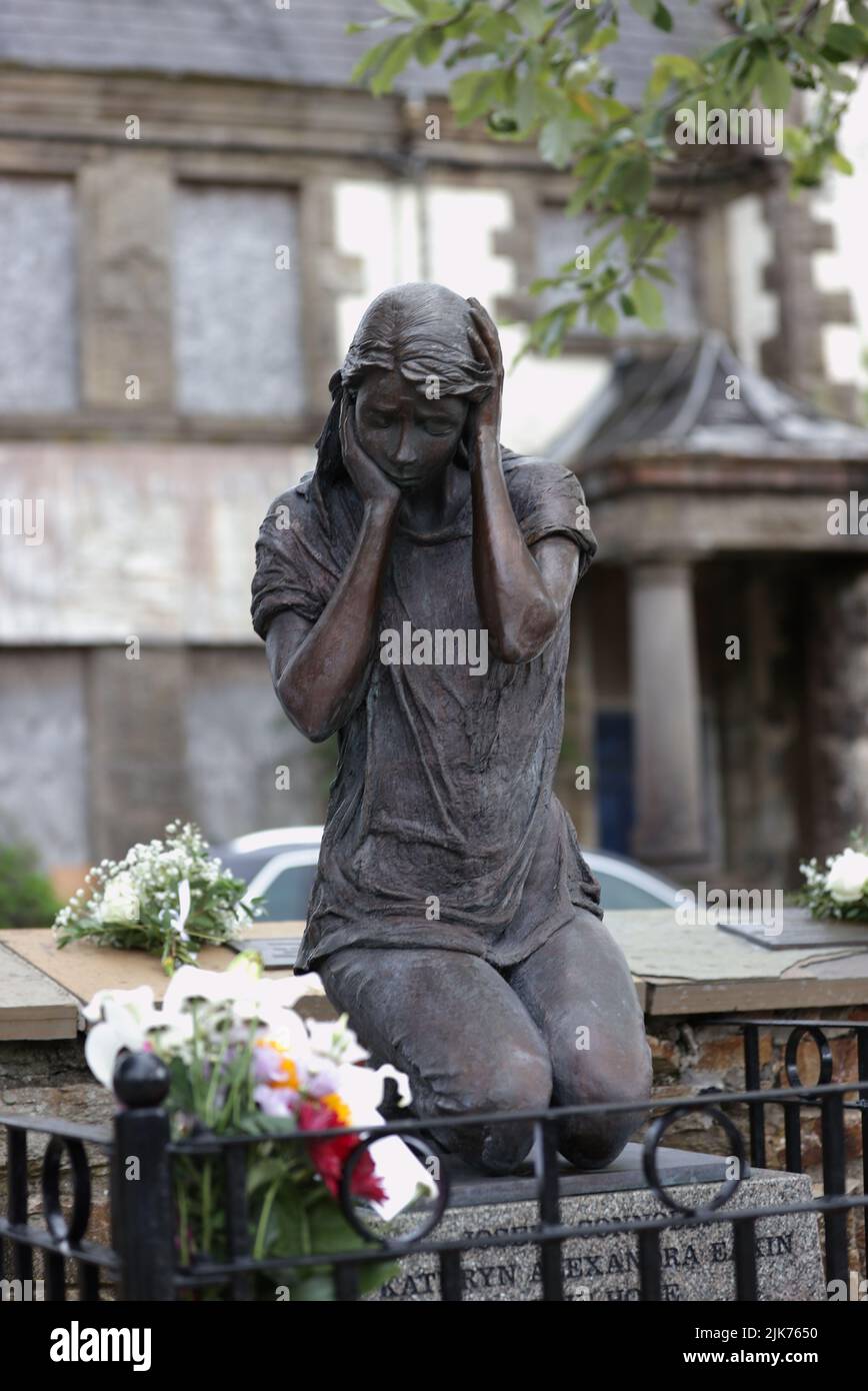 The memorial statue after the service in Claudy, Co Londonderry, to ...