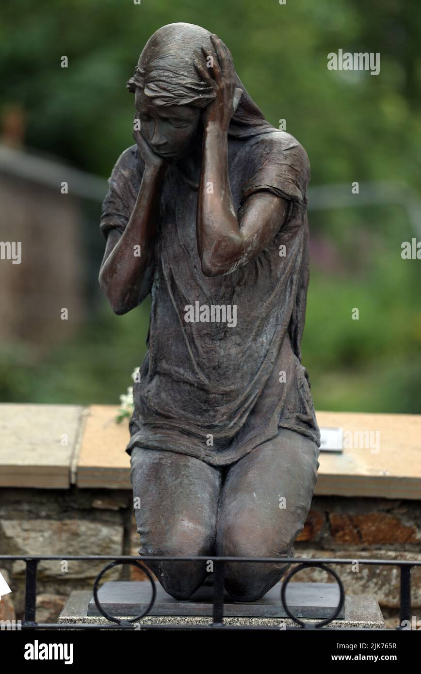 The memorial statue after the service in Claudy, Co Londonderry, to ...