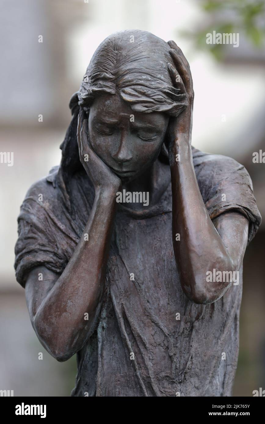 The memorial statue after the service in Claudy, Co Londonderry, to ...
