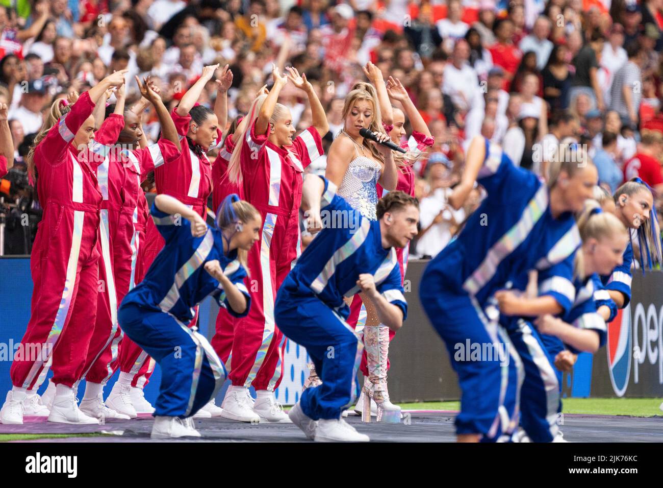 London, UK. 31st July, 2022. Becky Hill performs during the UEFA Womens ...