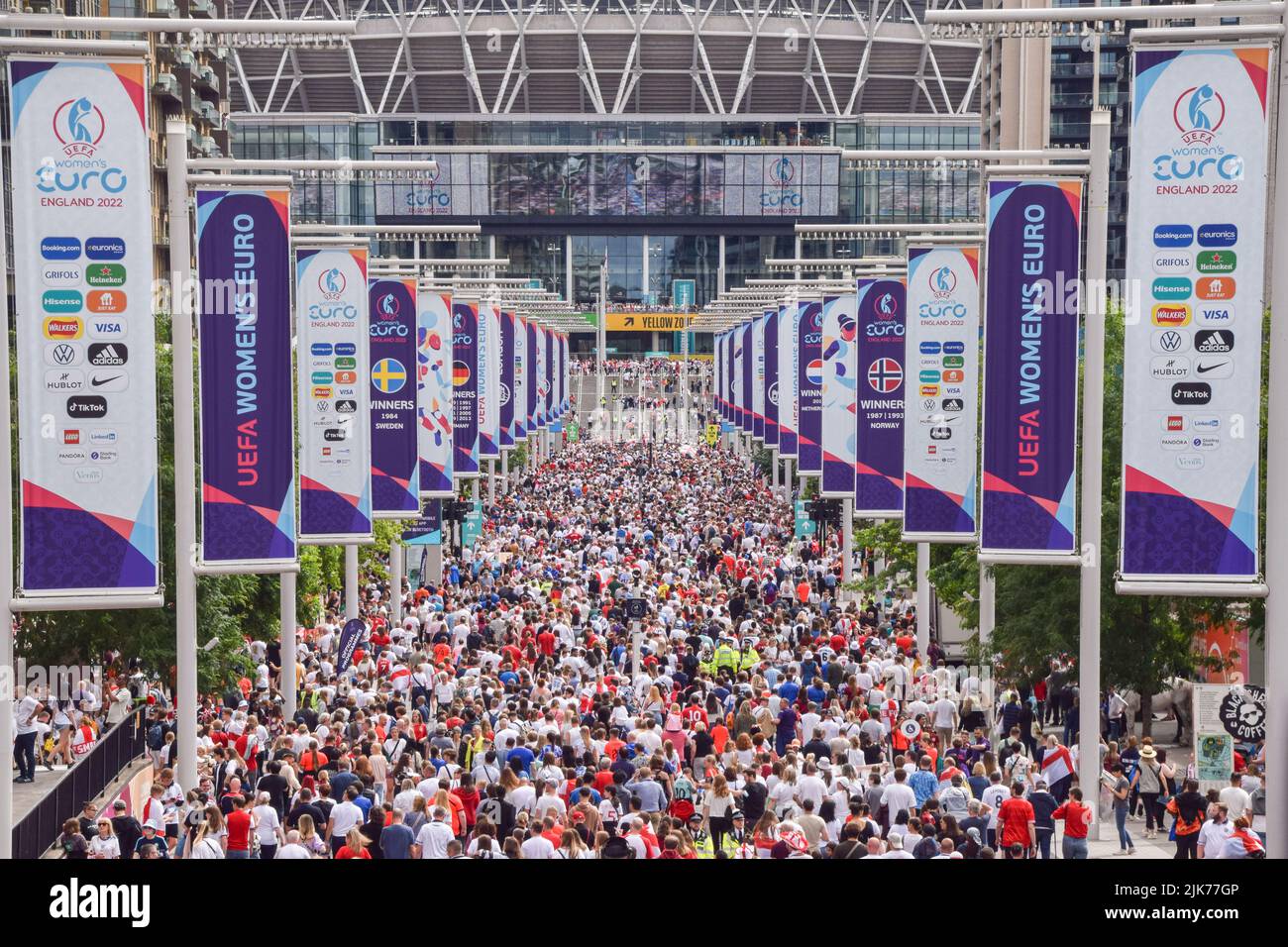 London, UK. 31st July 2022. Fans arrive at Wembley Stadium for the ...