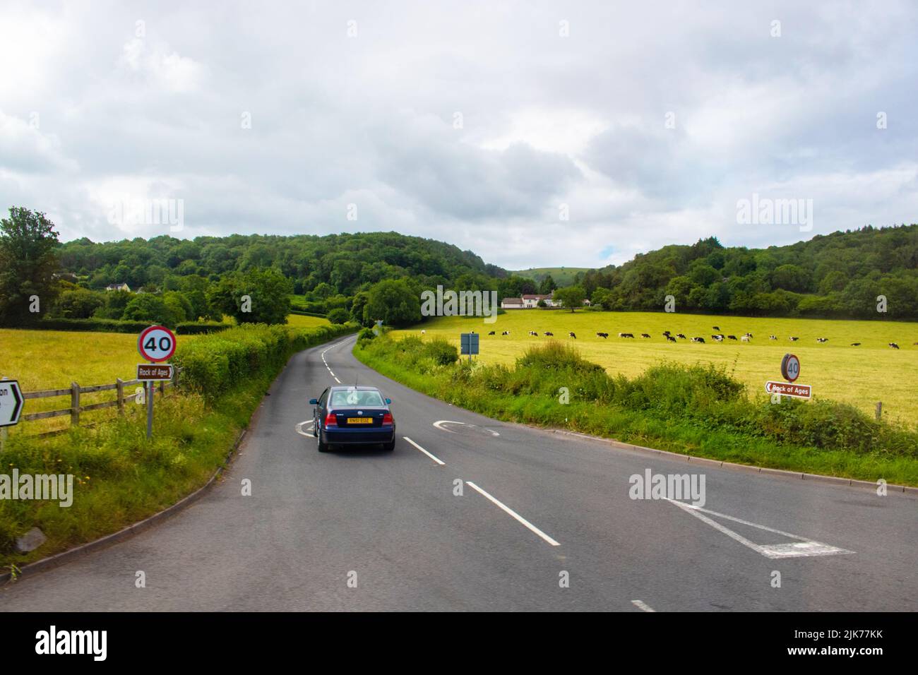 View from A368 road in the Mendip Hills, a recognised Area of ...