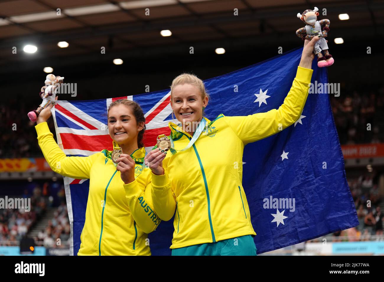 Australia’s Jessica Gallagher and Caitlin Ward with their Gold Medals ...