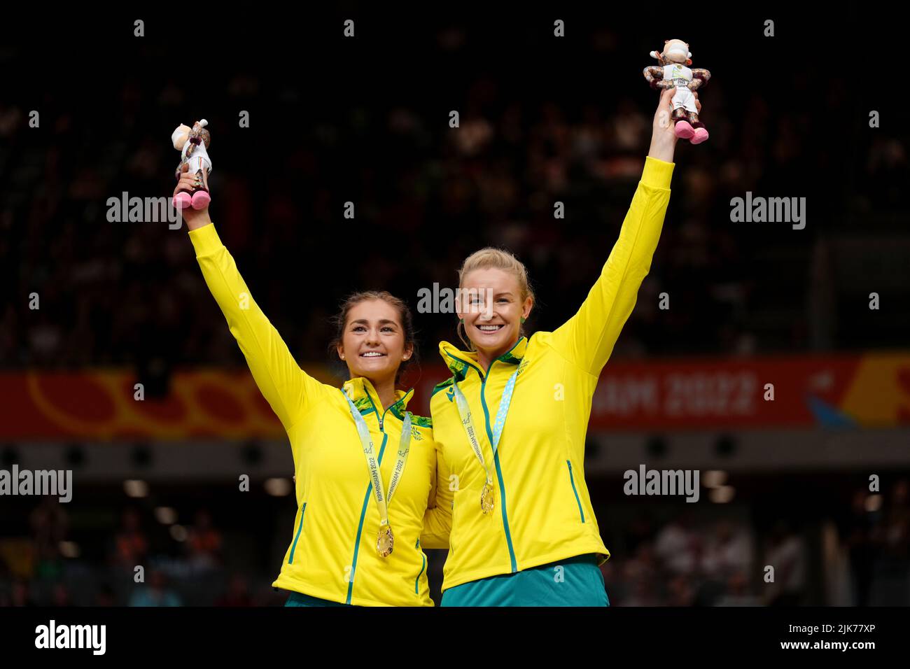 Australia’s Jessica Gallagher and Caitlin Ward with their Gold Medals ...