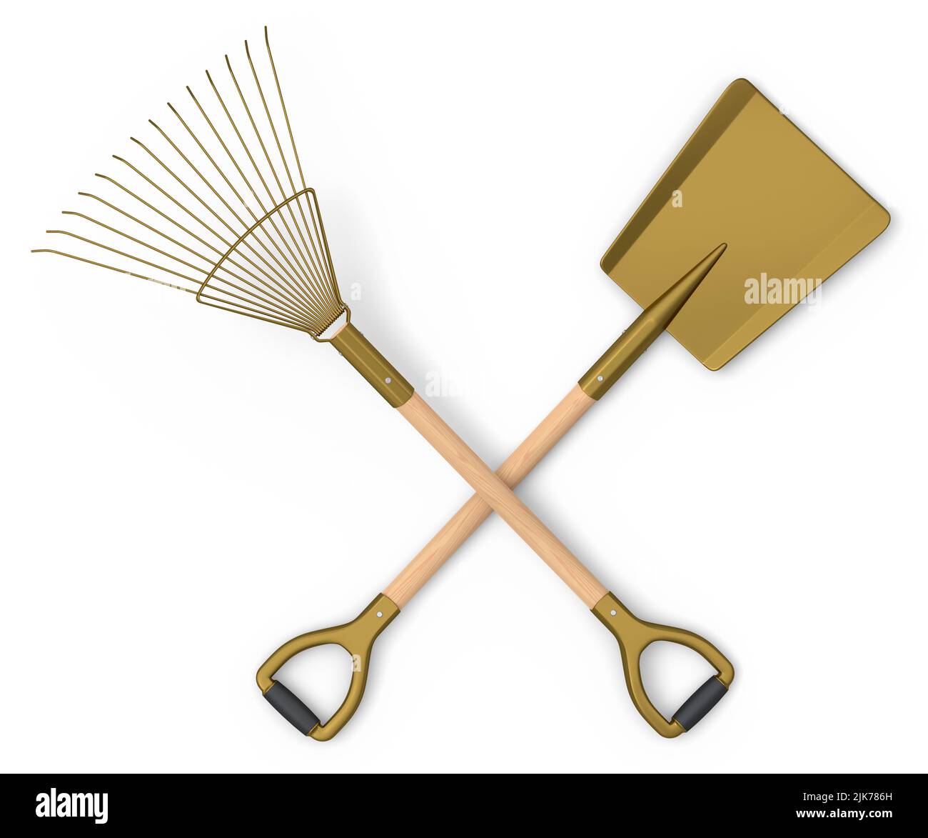 Set of garden rake and shovel with wooden handle for harvesting hay ...