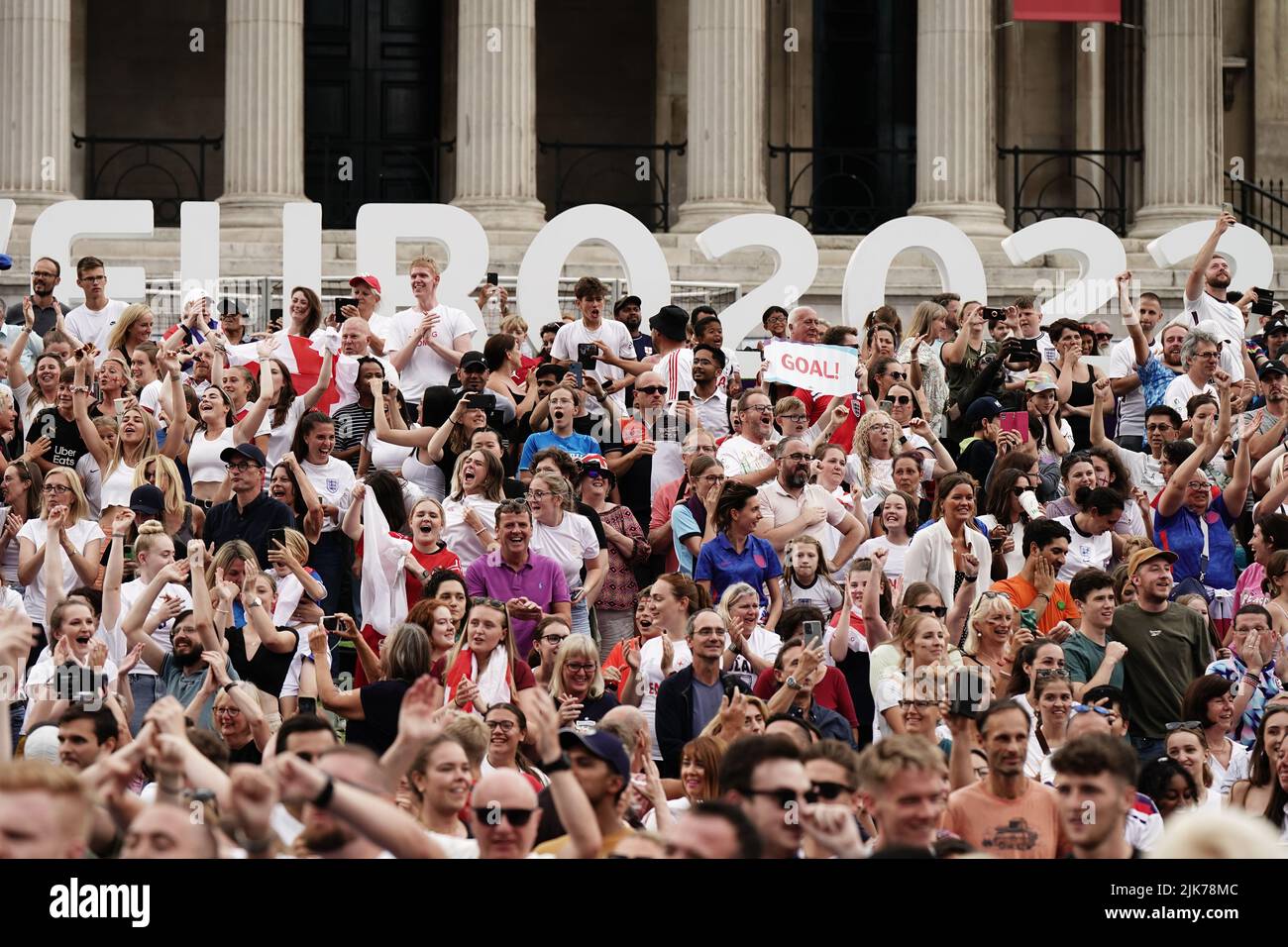 Fans in Trafalgar Square, London, watch screening of the UEFA Women's ...