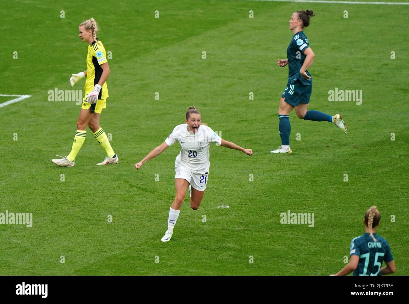 England's Ella Toone celebrates scoring their side's first goal of the ...