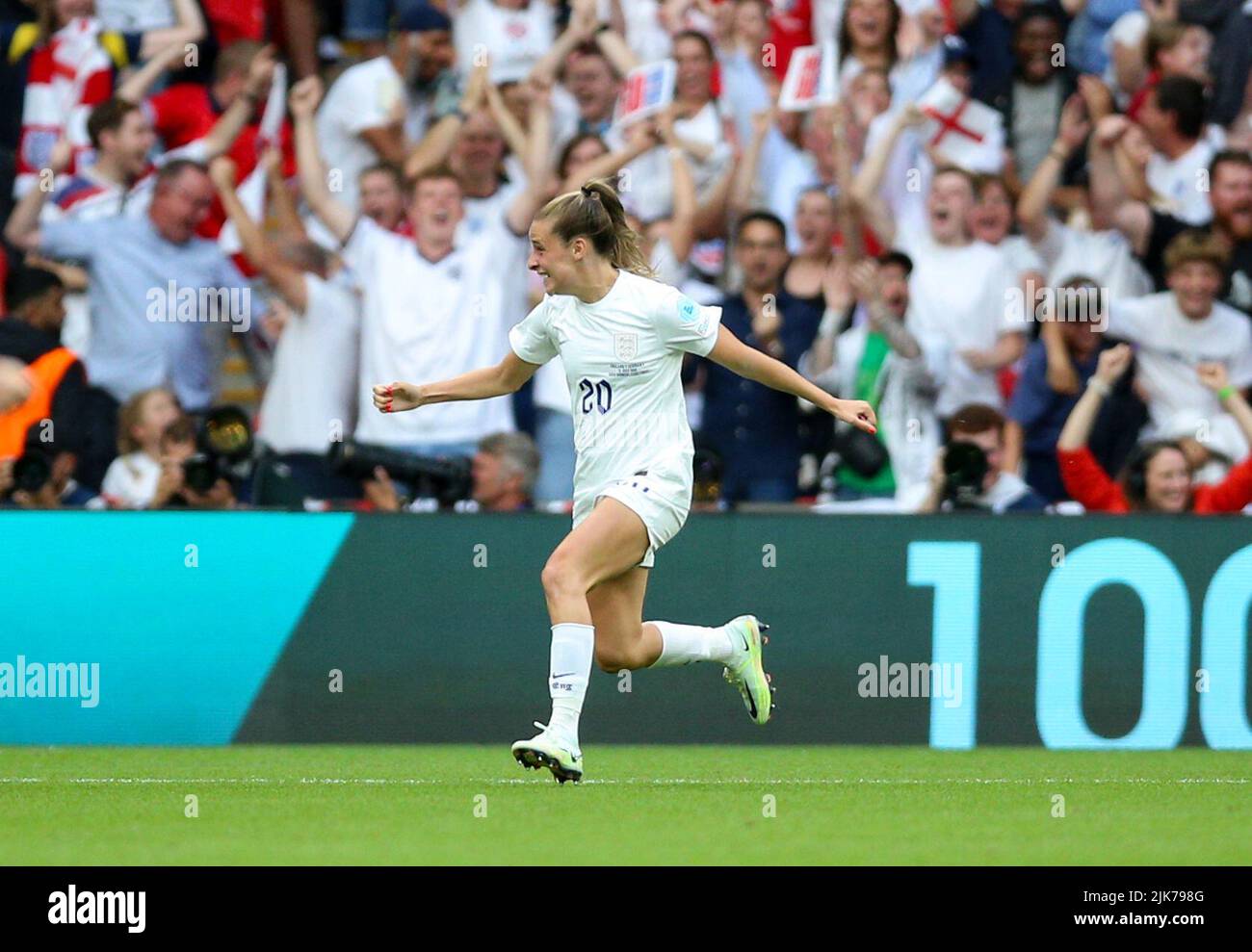 England's Ella Toone celebrates scoring their side's first goal of the ...