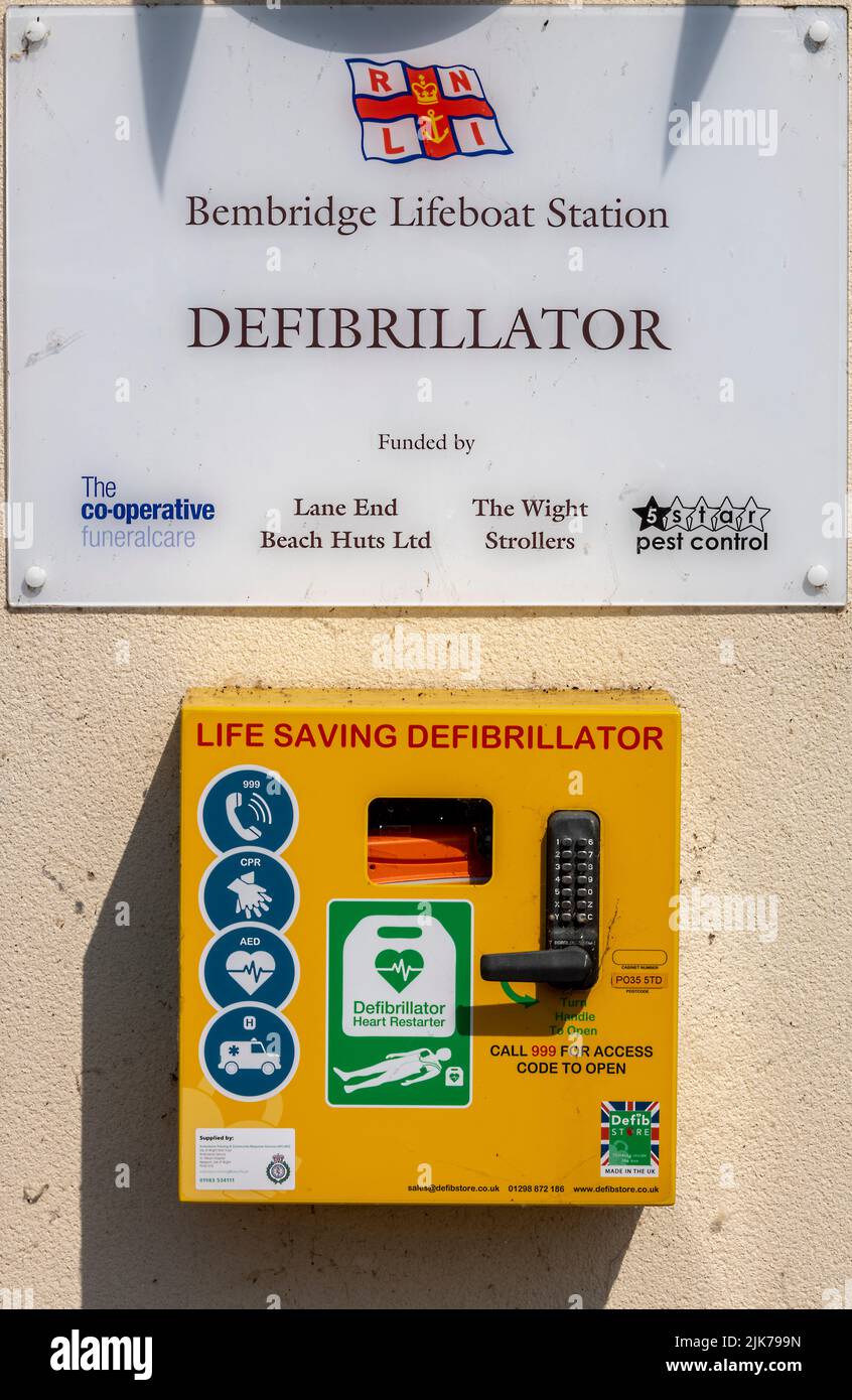 fully automatic advisory defibrillator on the wall of a lifeboat ...