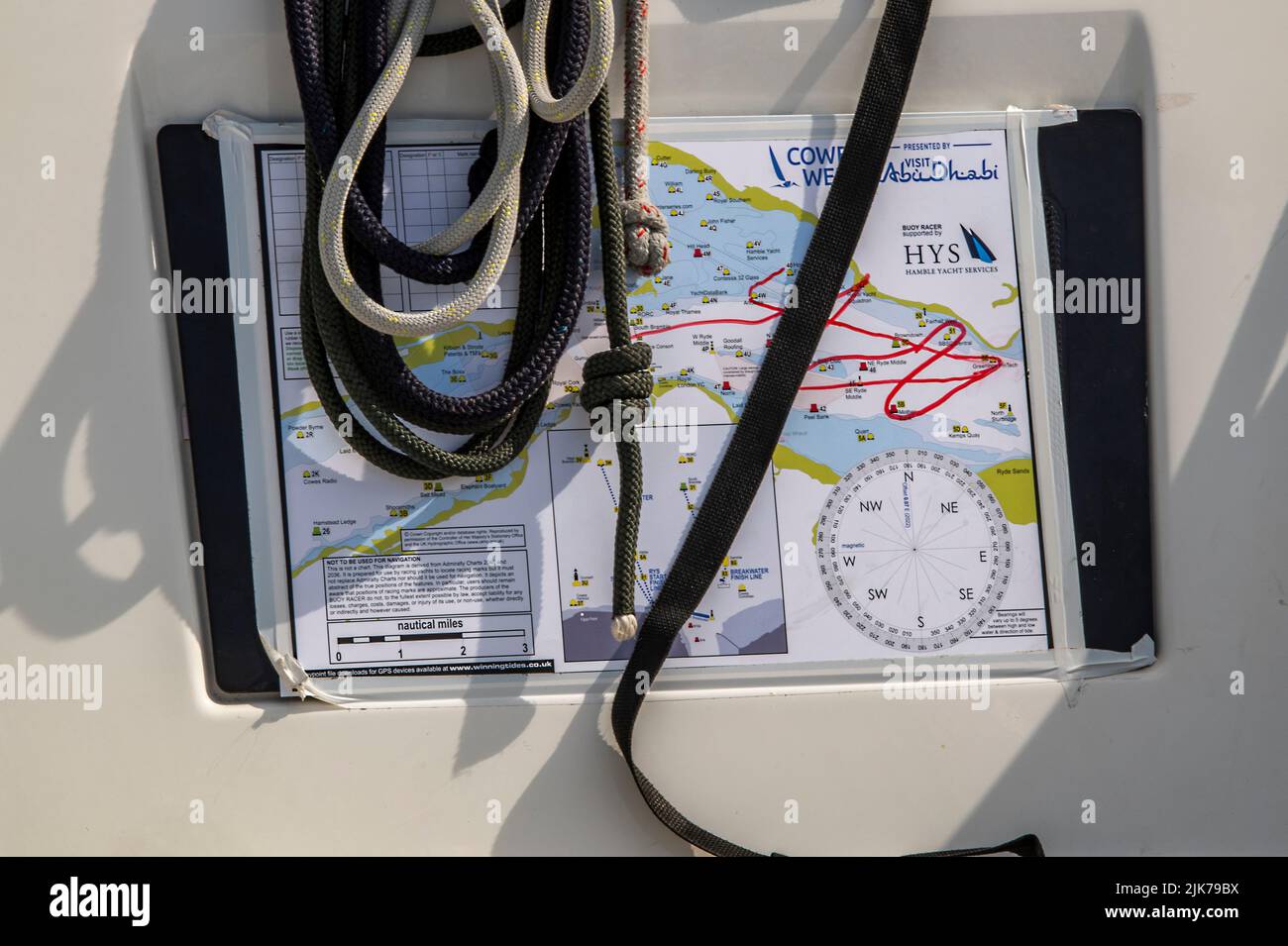 yacht racing chart showing laid marks and buoys for the annual cowes ...