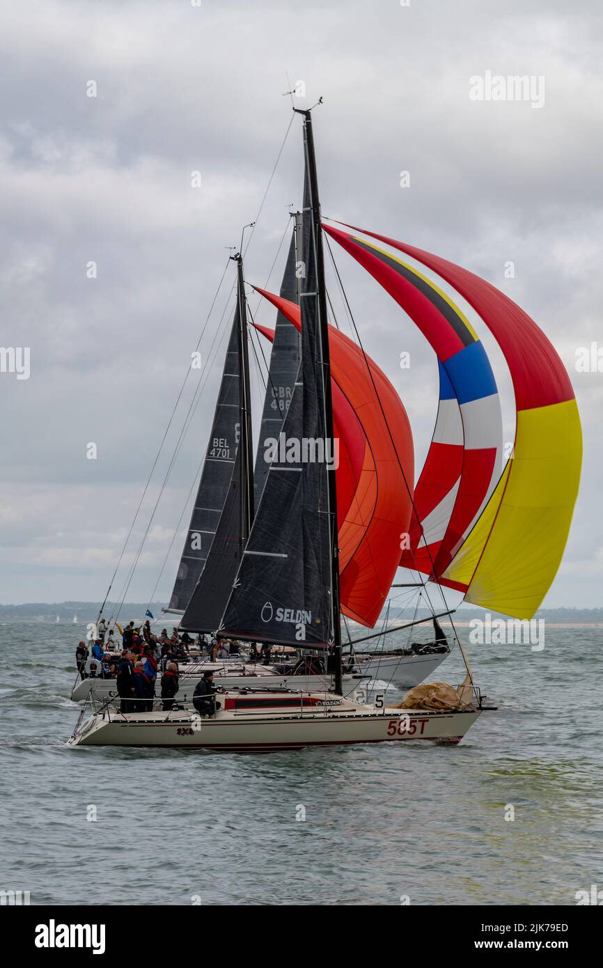 yachts racing at cowes week, annual sailing regatta, isle of wight ...
