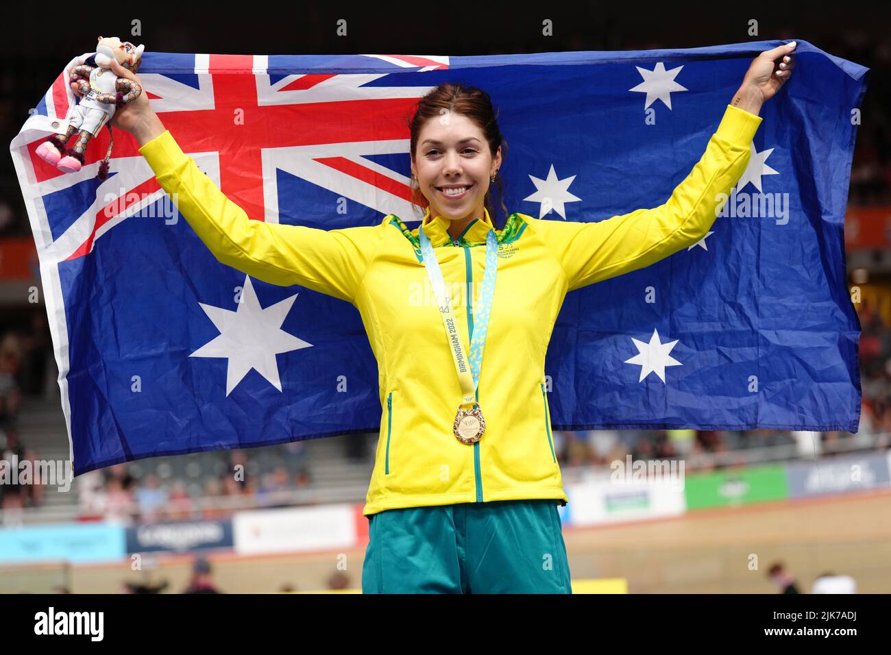 Australia’s Georgia Baker with her Gold Medal after the Women’s 25km ...