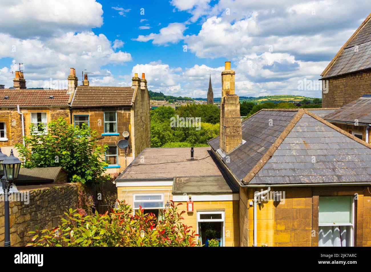 Traditional houses at Bathwick Hill in Bath-the largest city in the county of Somerset, England ...