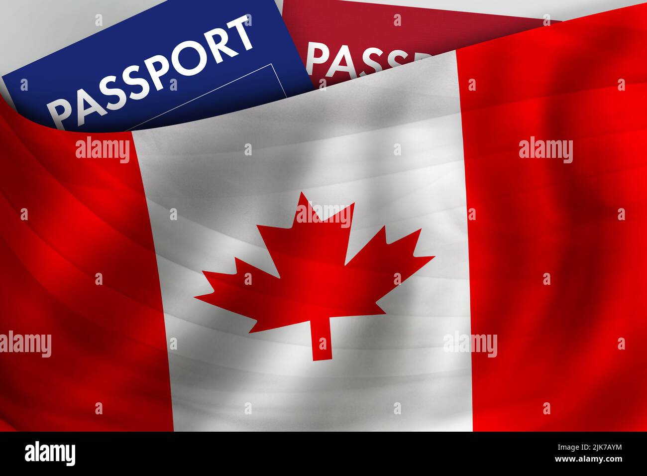 Canadian flag background and passport of Canada. Citizenship, official ...