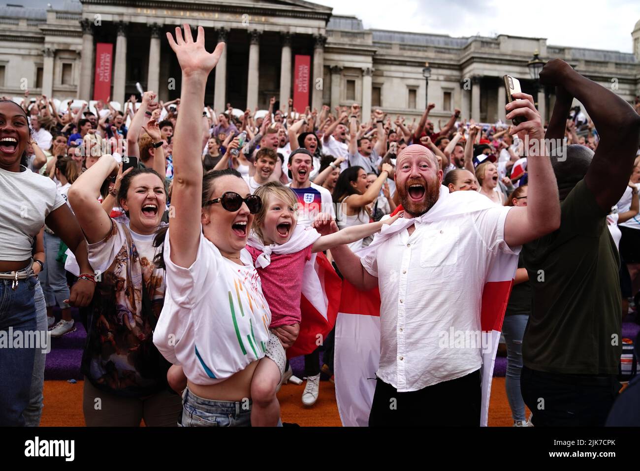 Fans in Trafalgar Square, London, watch screening of the UEFA Women's ...