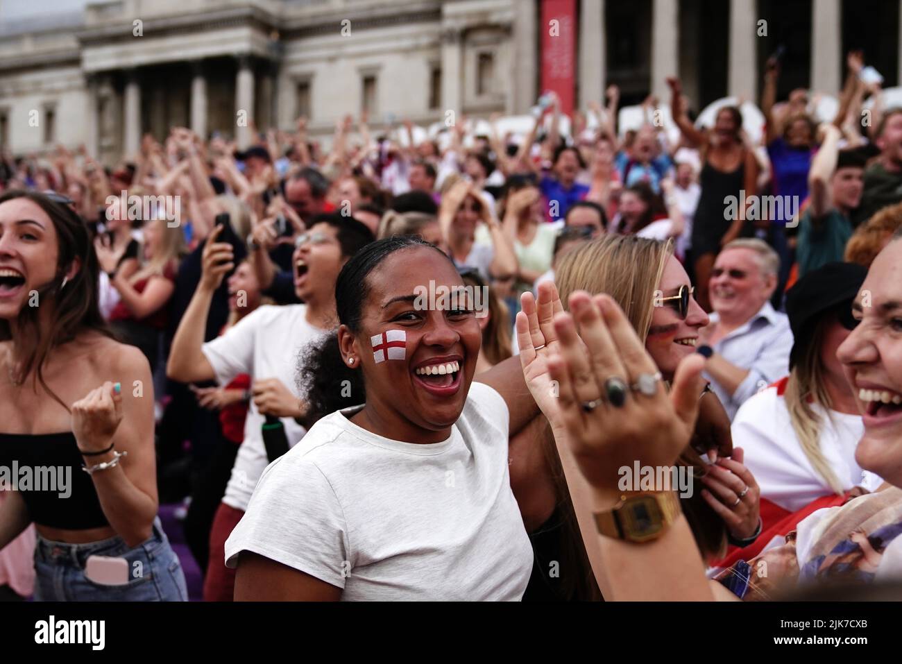 Fans in Trafalgar Square, London, watch screening of the UEFA Women's ...