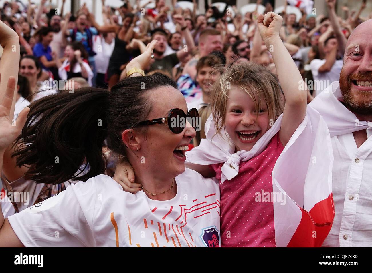 Fans in Trafalgar Square, London, watch screening of the UEFA Women's ...