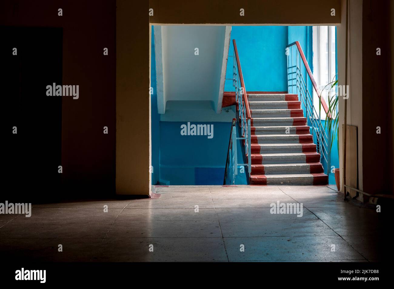 View of the stairs inside the residential building Stock Photo - Alamy