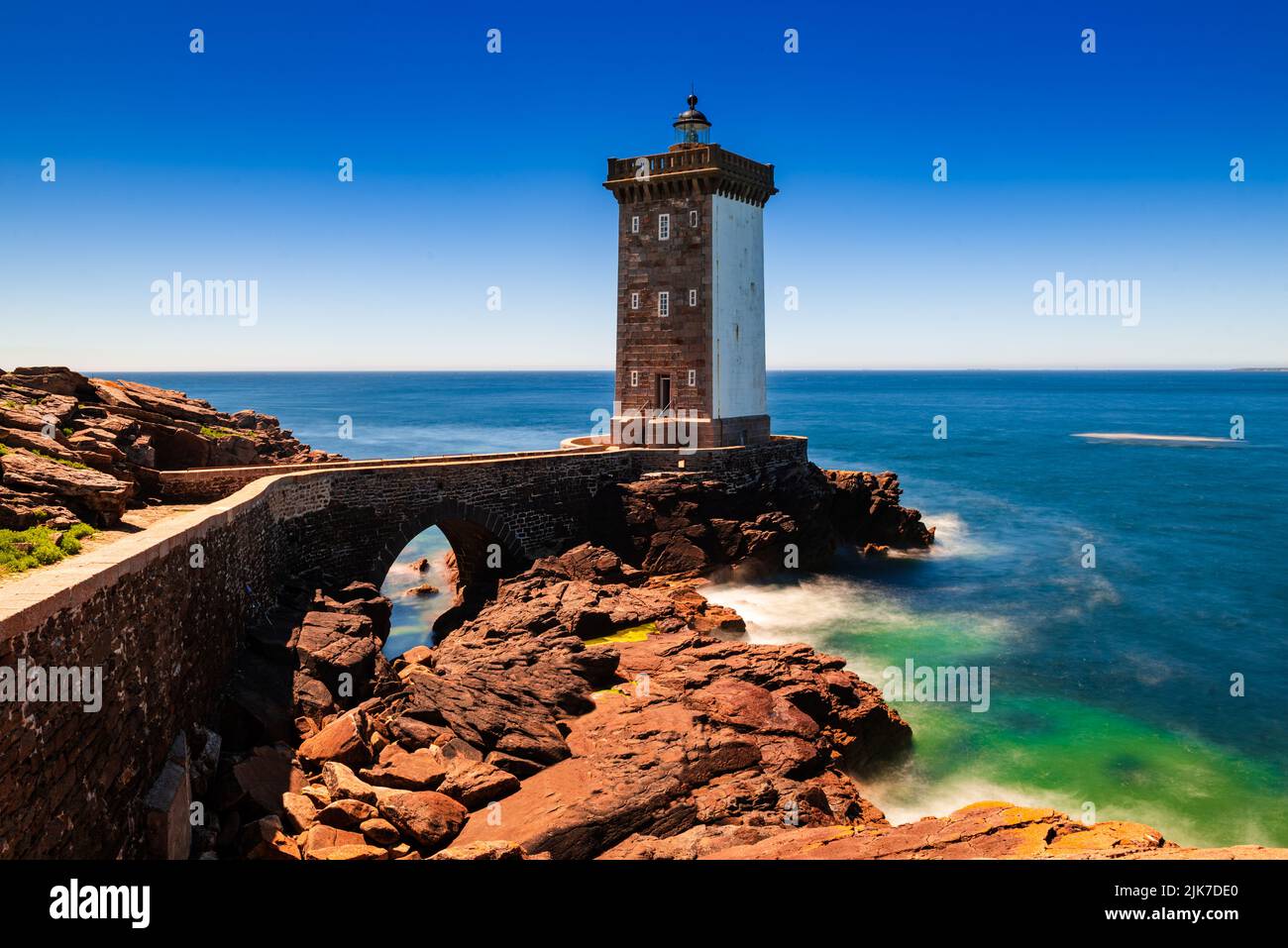 Long exposure at Kermorvan lighthouse, Finistere, France Stock Photo ...