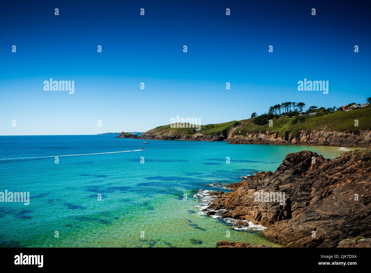 Beach and coast in Finistere near Brest, France by a sunny afternoon ...