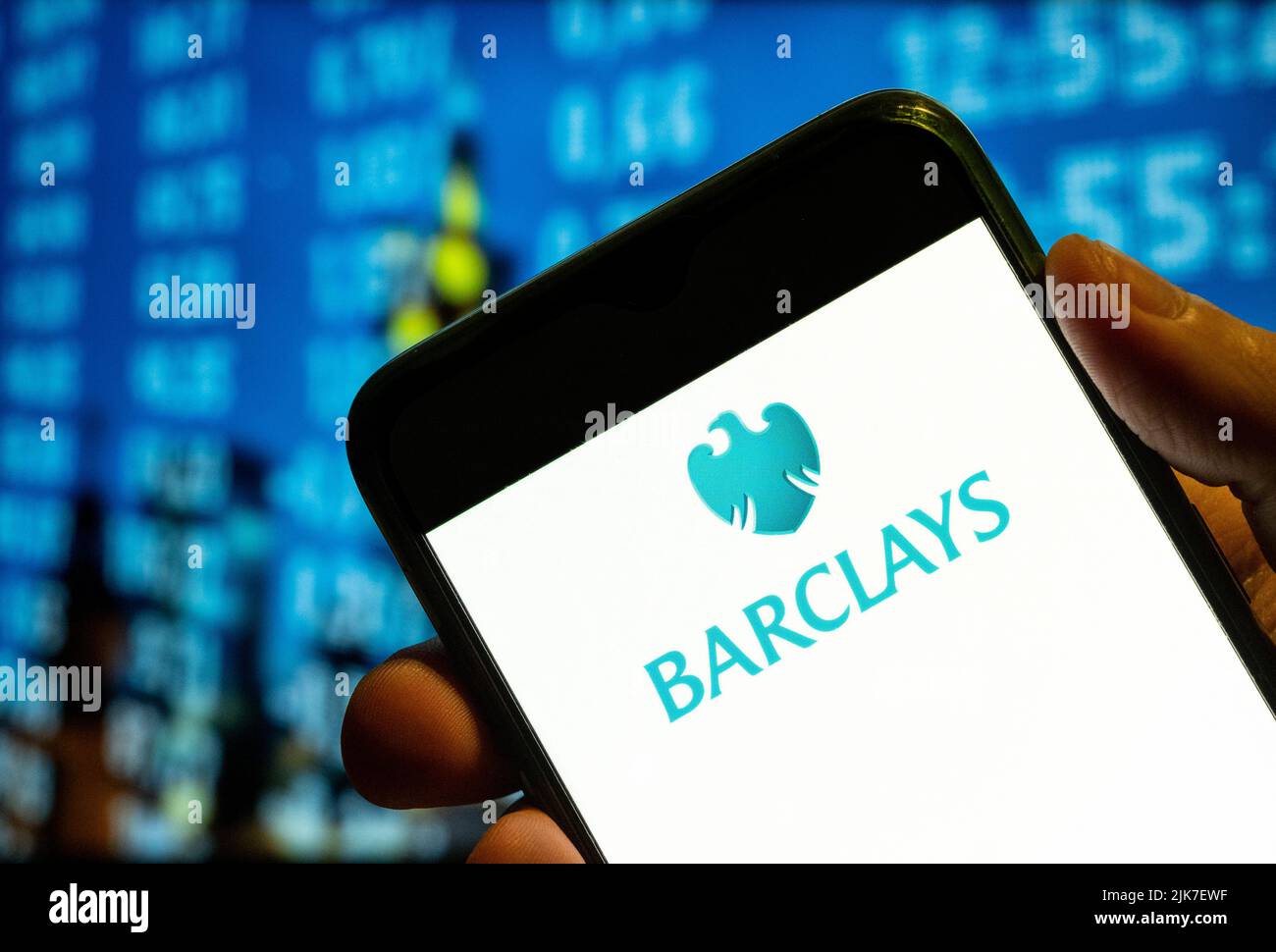 In this photo illustration, the British multinational investment bank ...