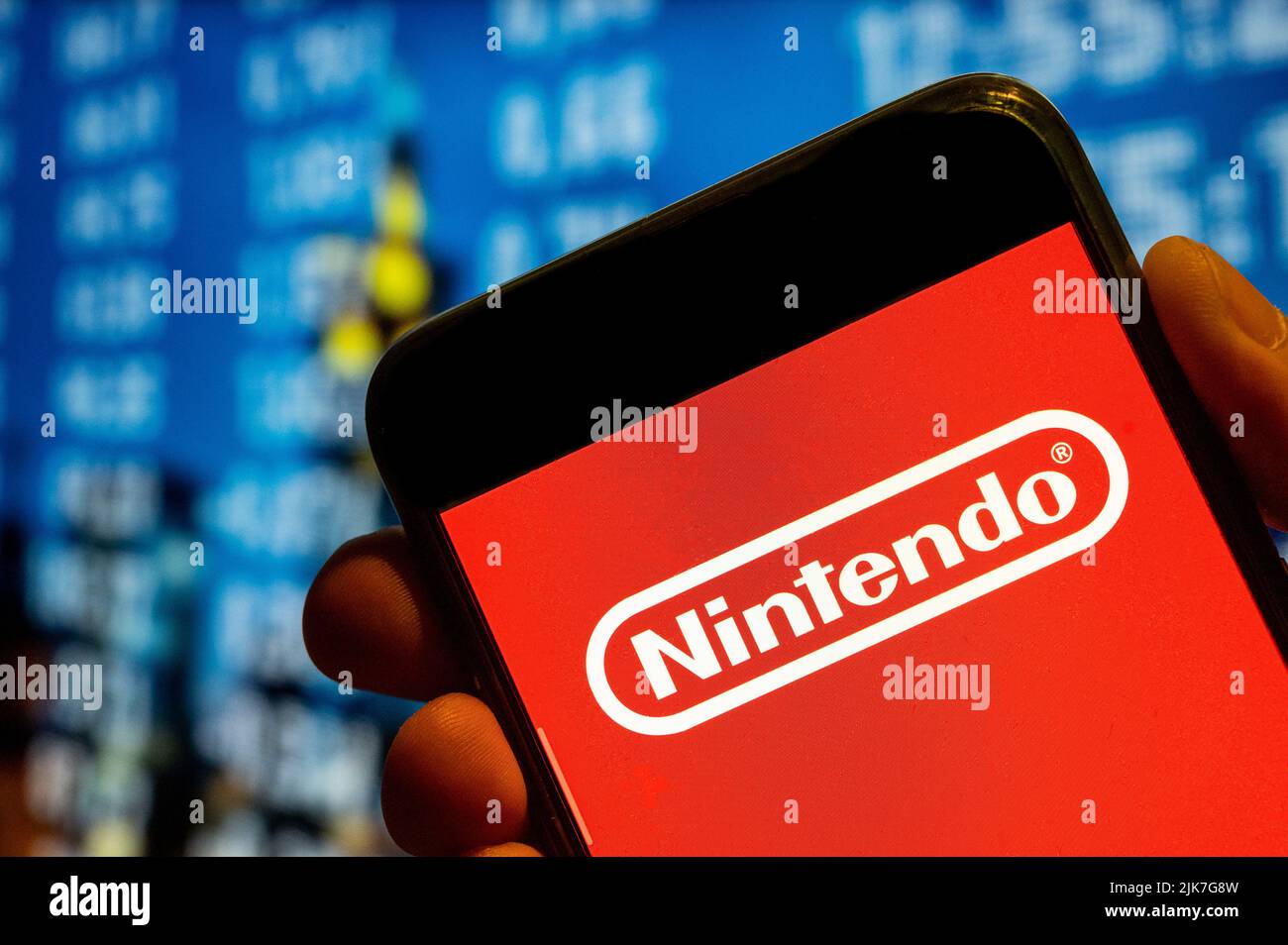 In this photo illustration, the Japanese multinational video gaming ...